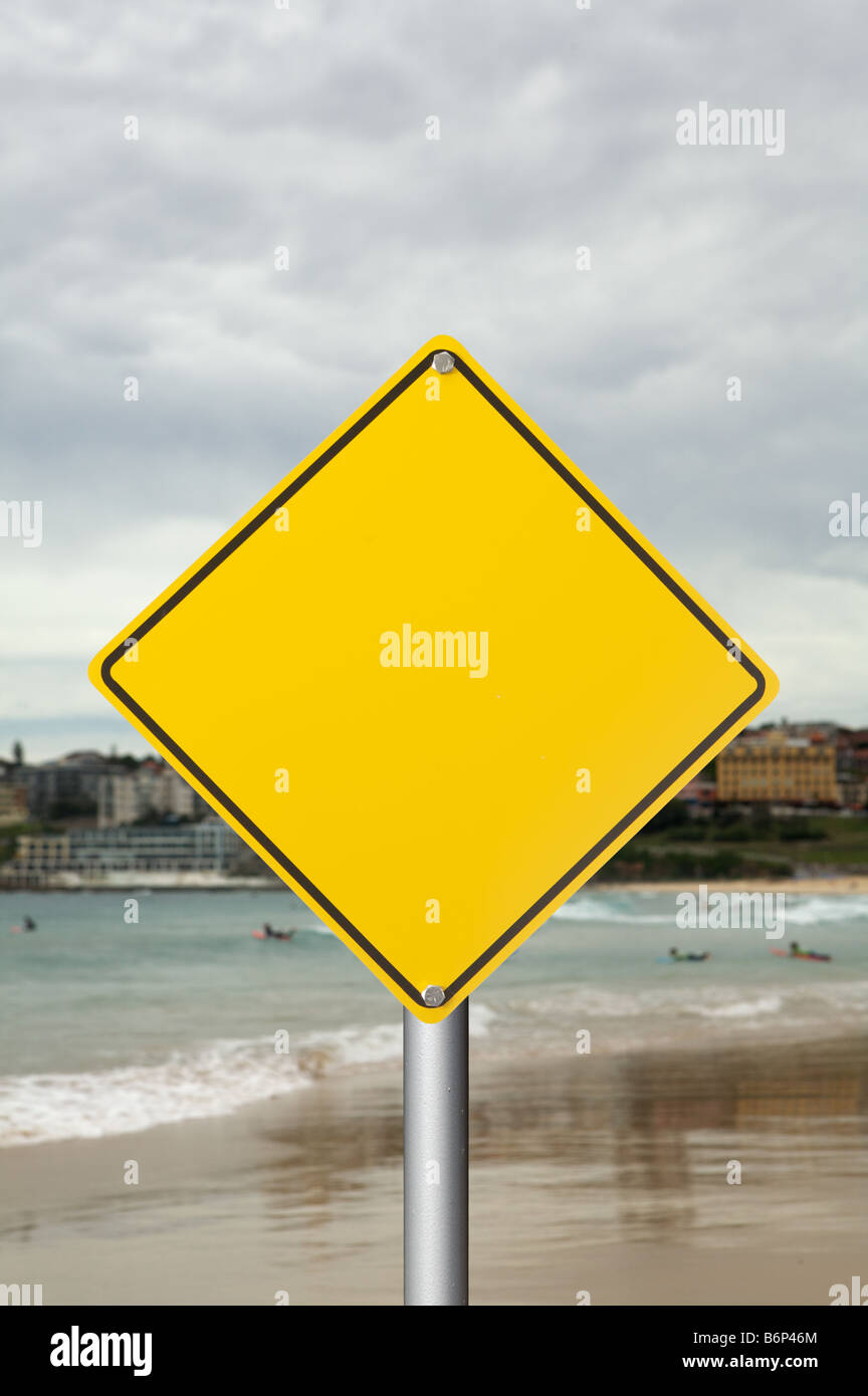 blank yellow warning traffic sign Stock Photo - Alamy