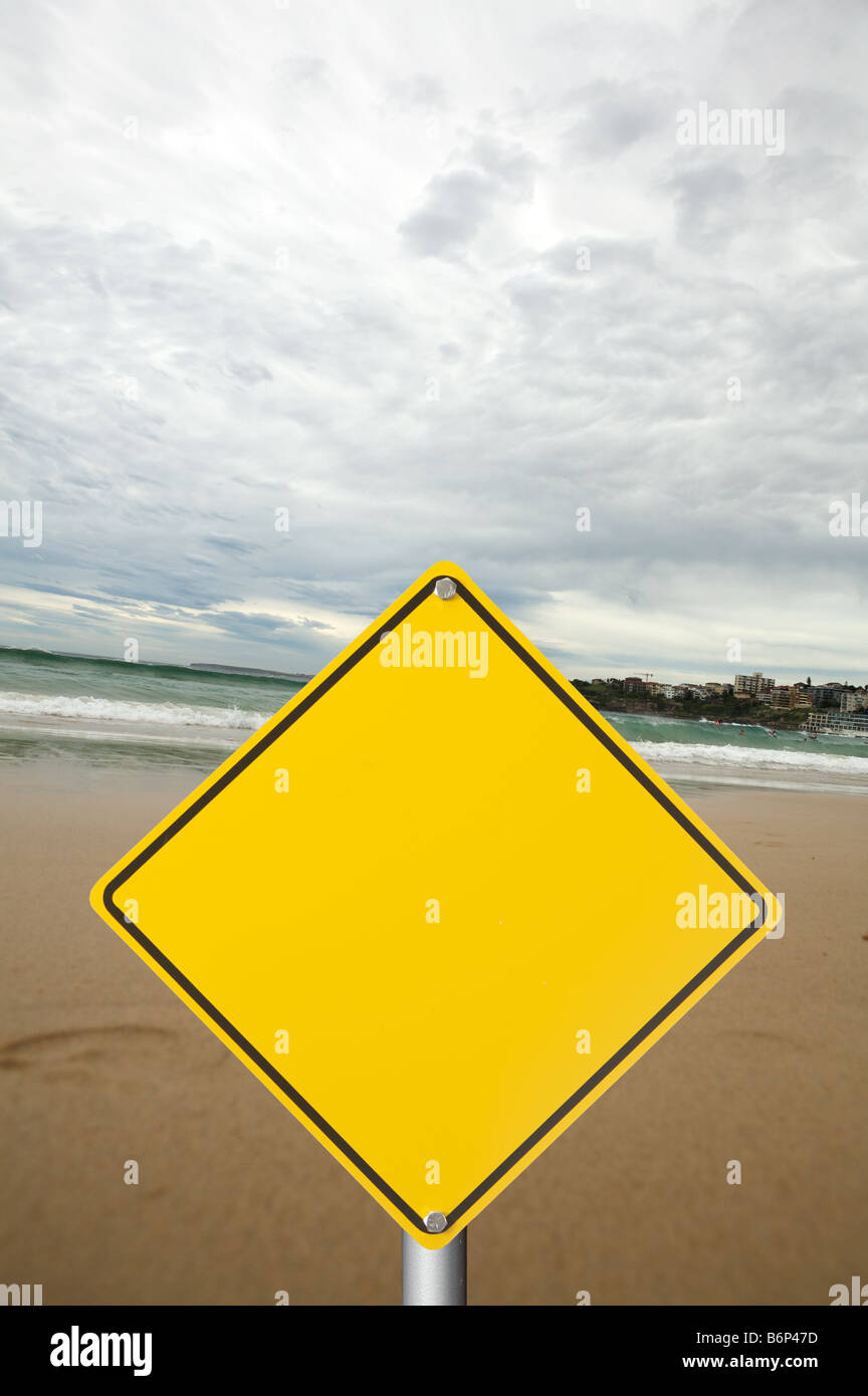 Blank yellow warning traffic sign hi-res stock photography and images ...
