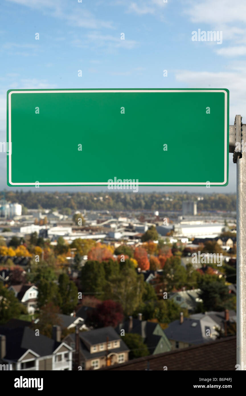 blank green traffic sign Stock Photo - Alamy