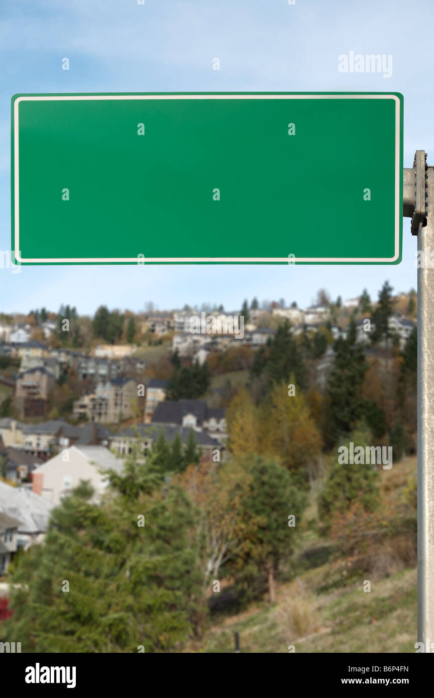 blank green traffic sign Stock Photo - Alamy