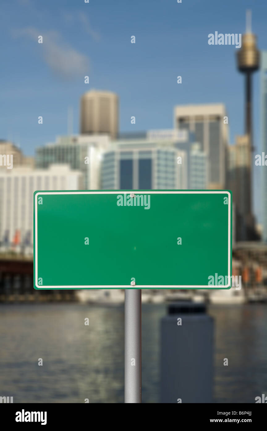 blank green traffic sign Stock Photo - Alamy