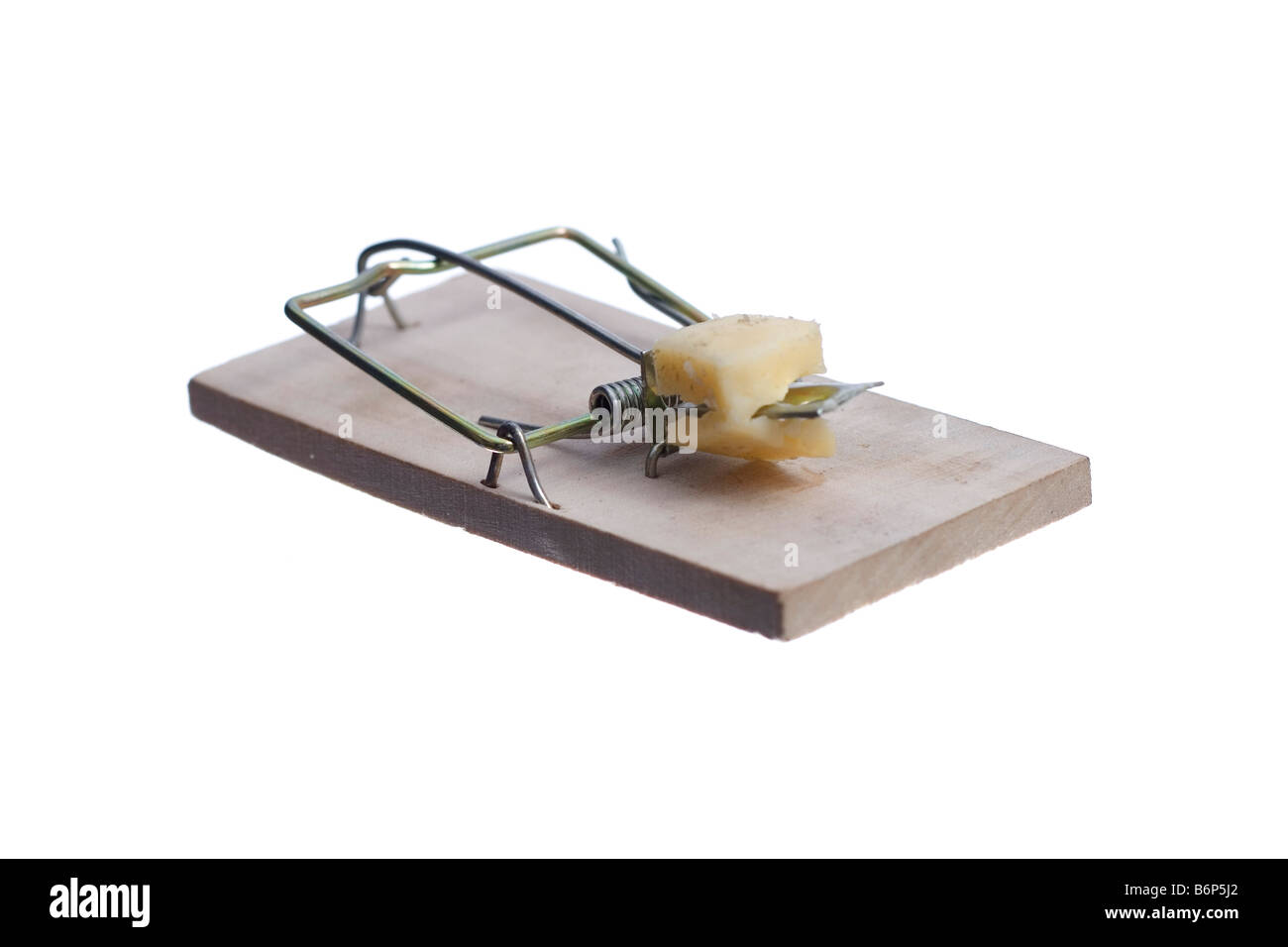 Mouse trap with cheese as a bait over white Stock Photo - Alamy