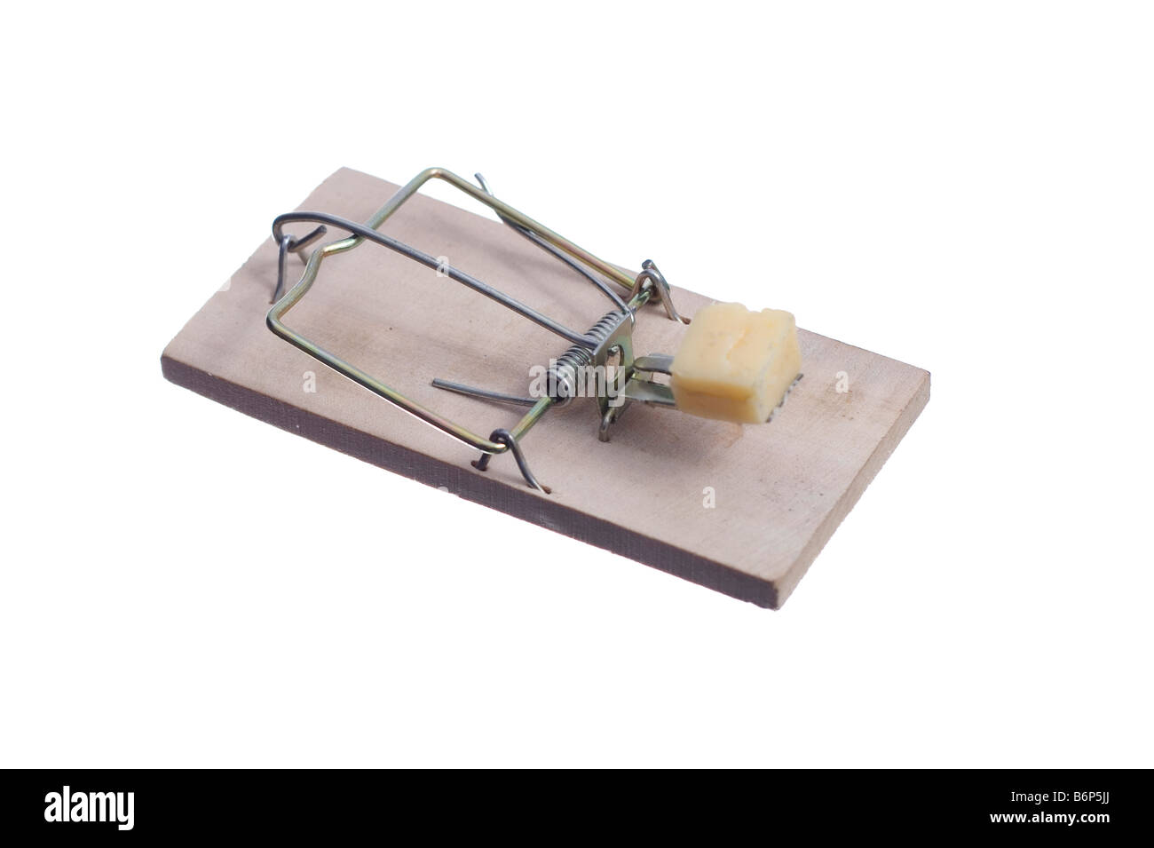 Mouse trap with cheese as a bait over white Stock Photo - Alamy