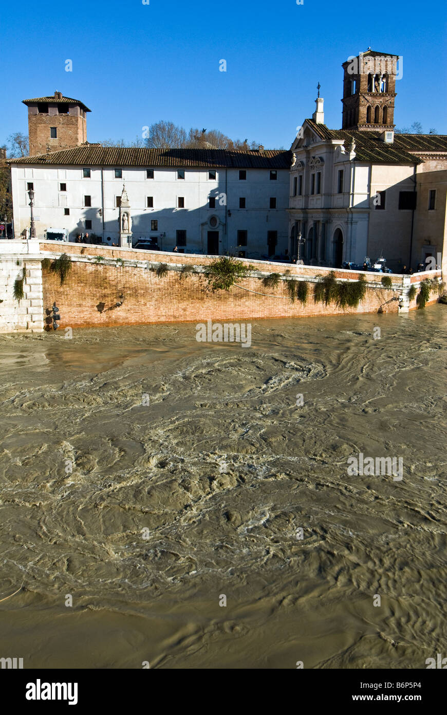 Tevere river in full in Rome 12-2008 Stock Photo - Alamy