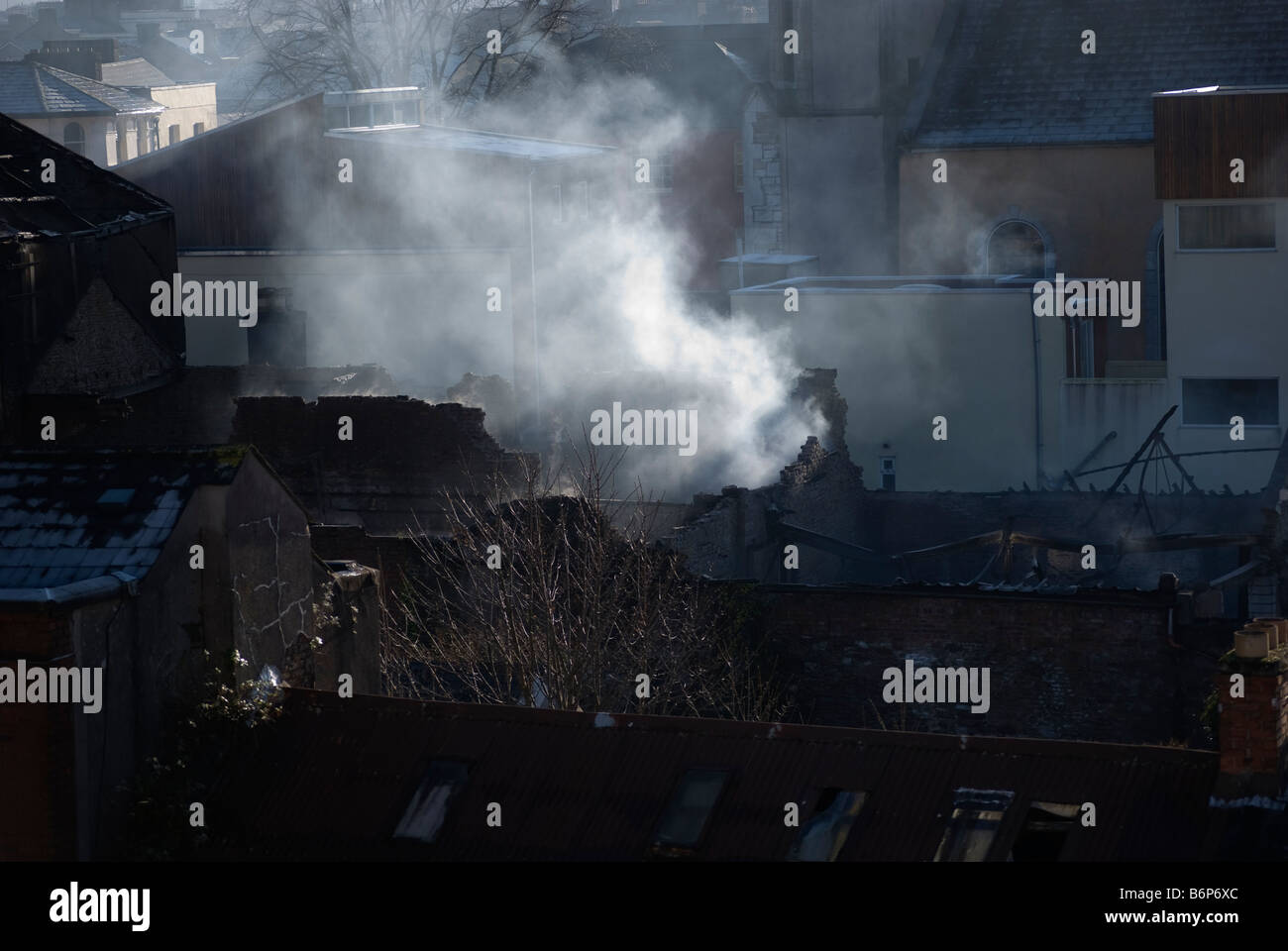 Burning building, Cork, Ireland Stock Photo - Alamy