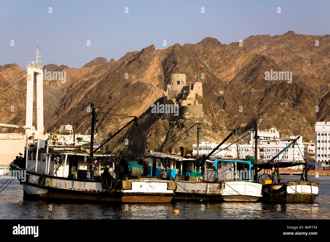 Oman, Muscat, Muttrah District. Fishing boats, Muttrah harbour Stock ...