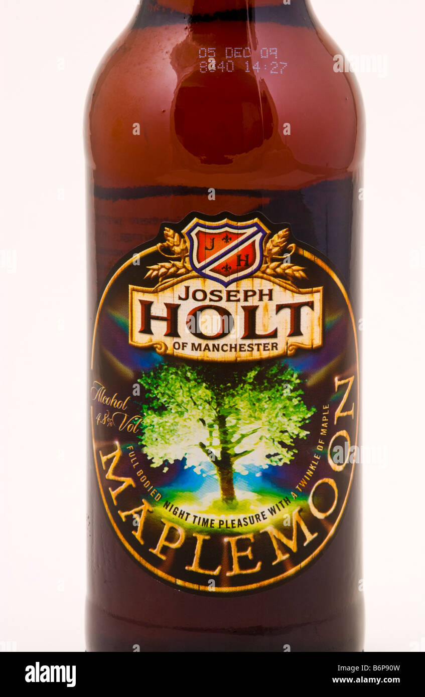 Bottle of Maplemoon beer with a hint of maple brewed at Joseph Holt ...