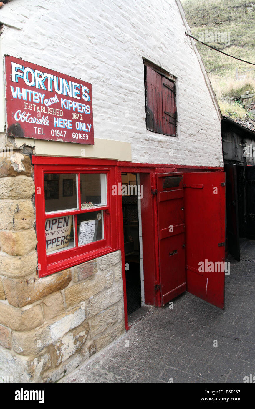 Fortunes kipper shop in the historic town and harbour of Whitby in ...