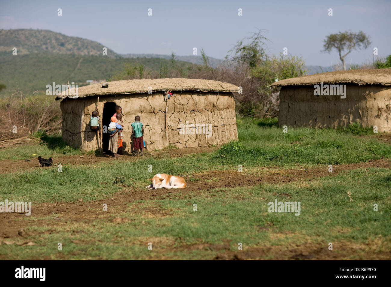 Village life Maasai Mara Stock Photo - Alamy