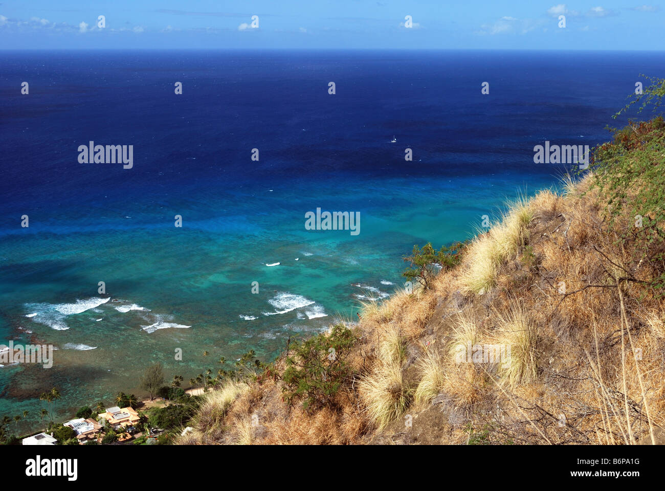 Deep blue Pacific Ocean from Diamond Head Hawaii Stock Photo - Alamy