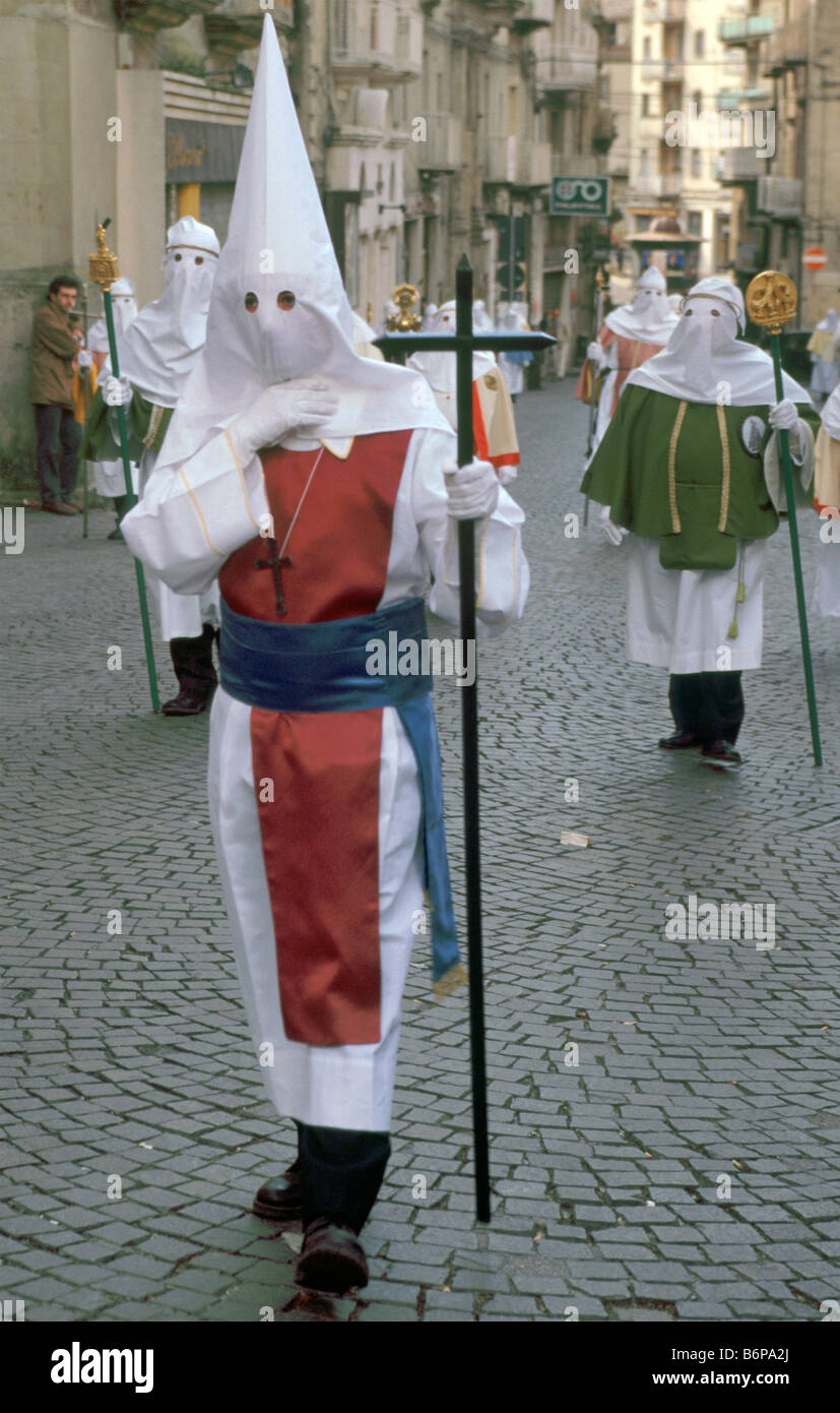 Penitents at Settimana Santa Holy Week Procession on Palm Sunday in ...
