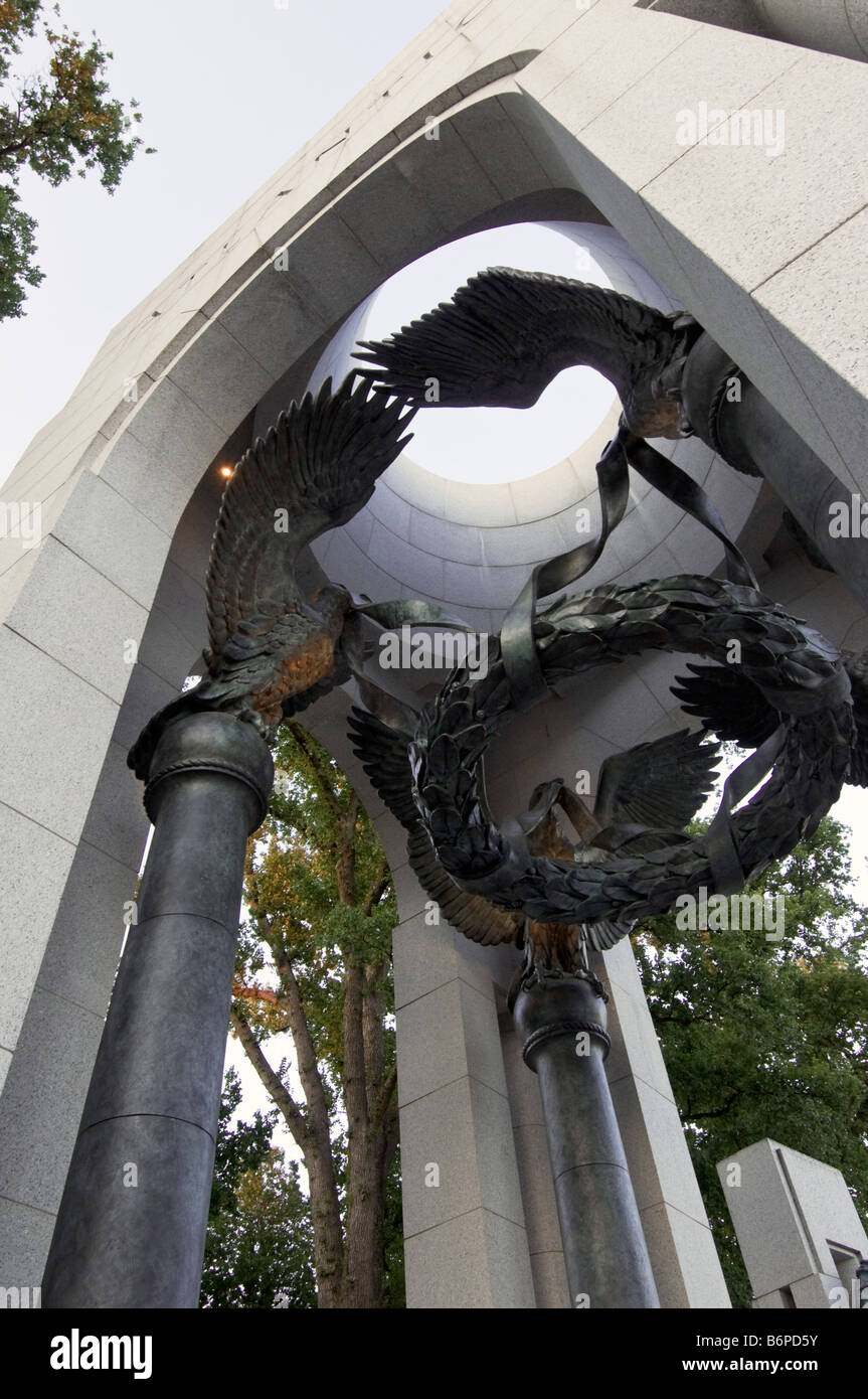 A detailed view of a sculpture at the WWII (World War 2) Memorial in ...