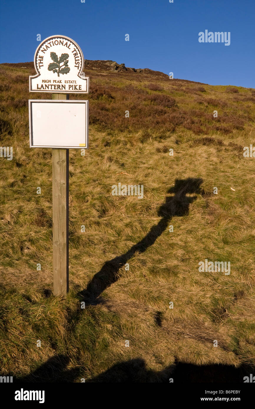 National Trust sign at Lantern Pike, Little Hayfield, Derbyshire, UK ...