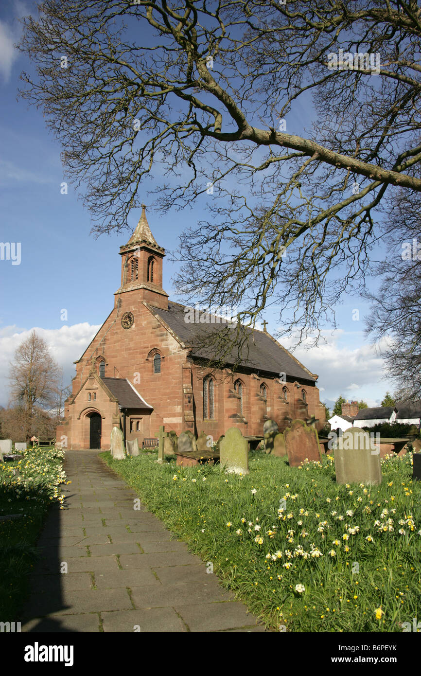 Village of Coddington, England. 19th century sandstone built St Mary’s ...