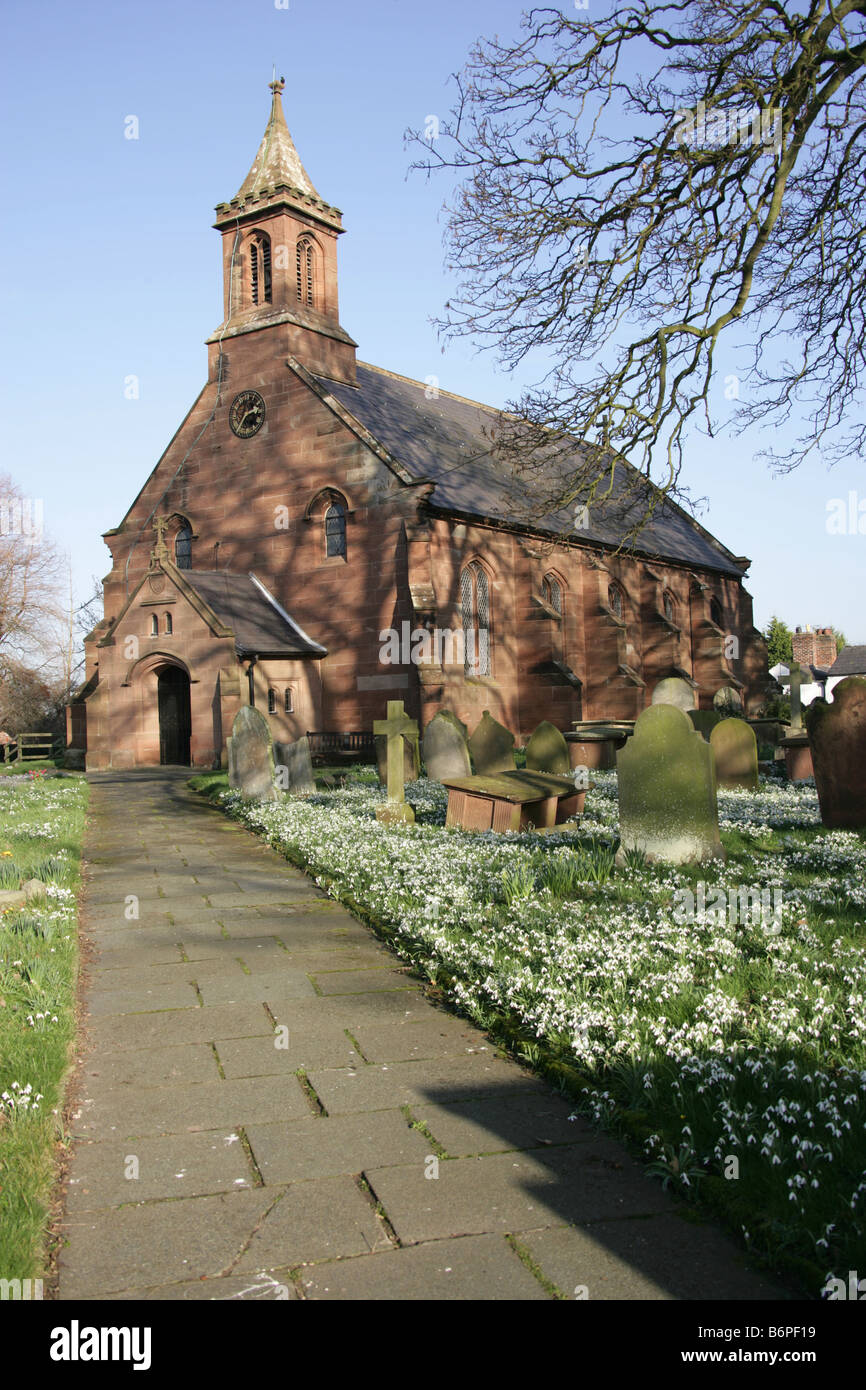 Village of Coddington, England. 19th century sandstone built St Mary’s ...