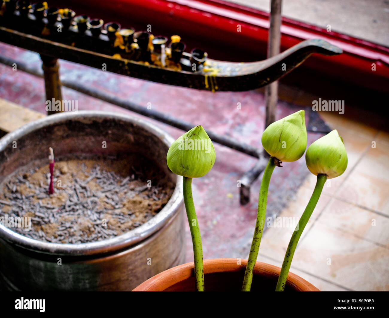 A traditional Thai altar in a temple Stock Photo - Alamy