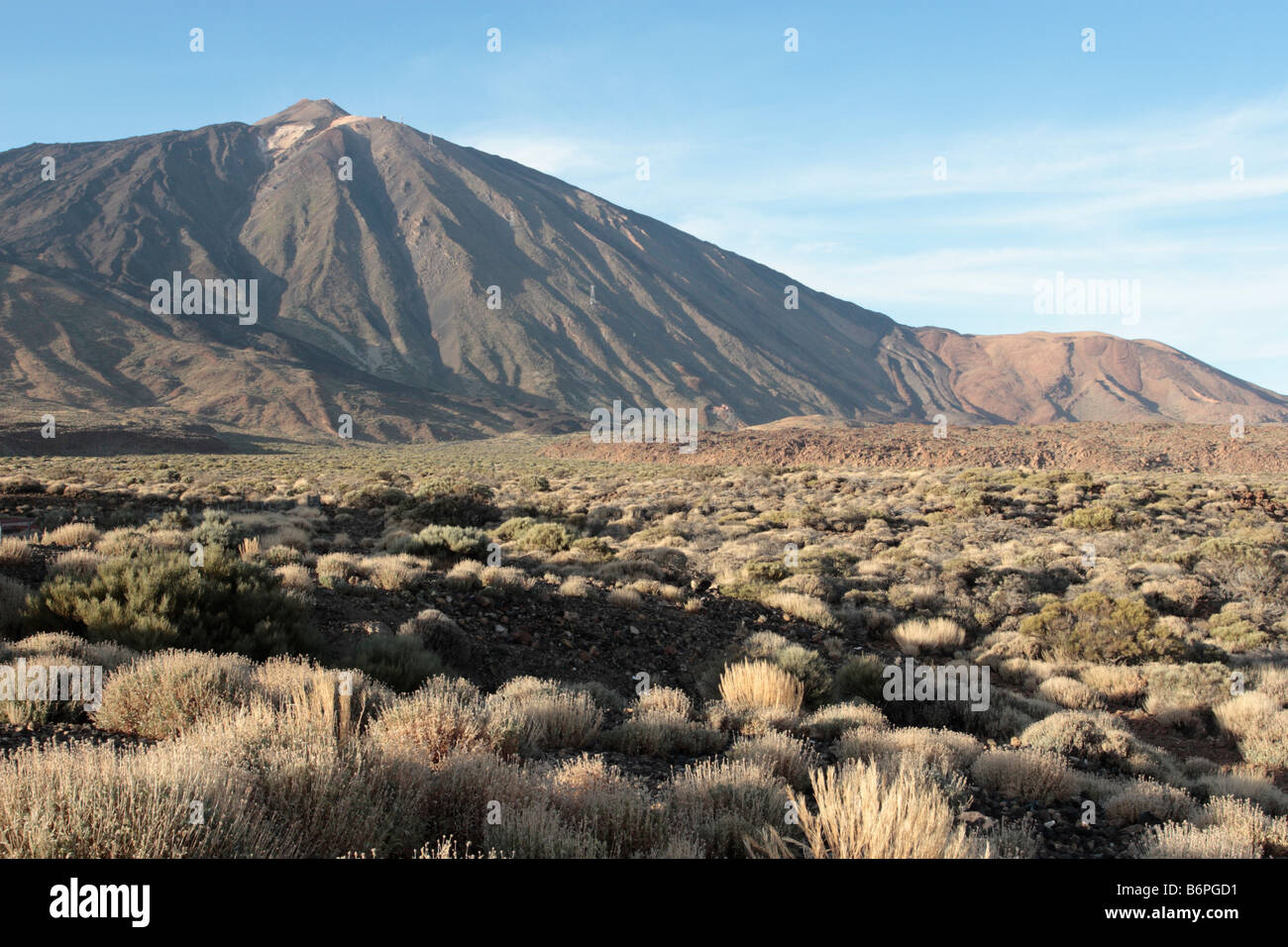View of Mount Teide from the Parador in the national park of Las ...
