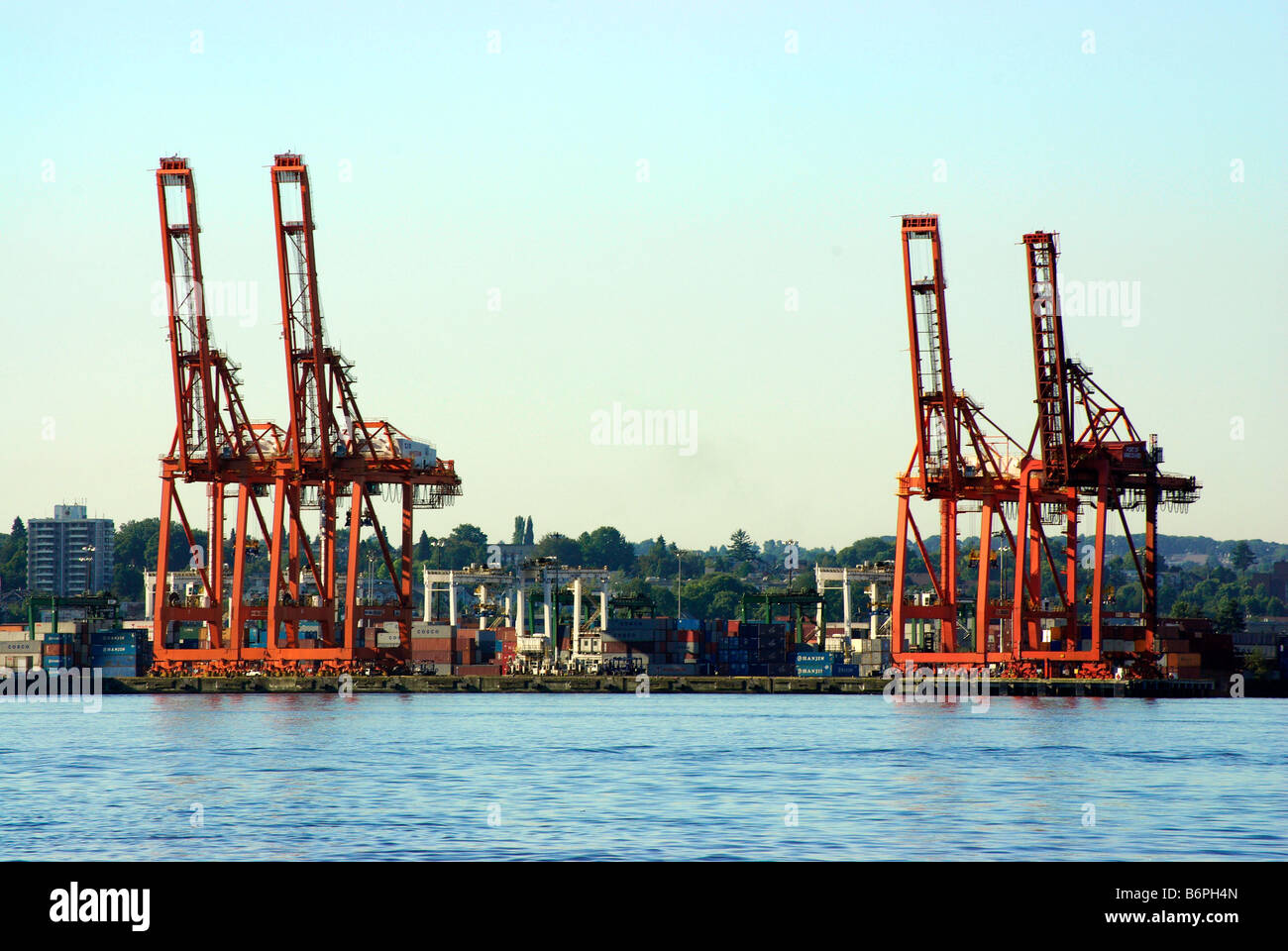 Container cargo loaded by gantry, shipping terminal, Port of Vancouver ...