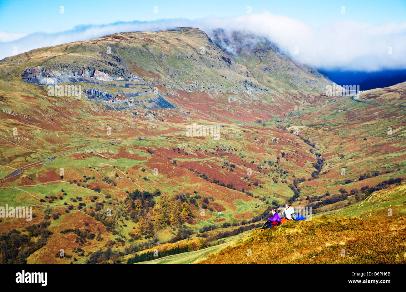 View from Wansfell Pike on a sunny autumn morning in the Lake District ...