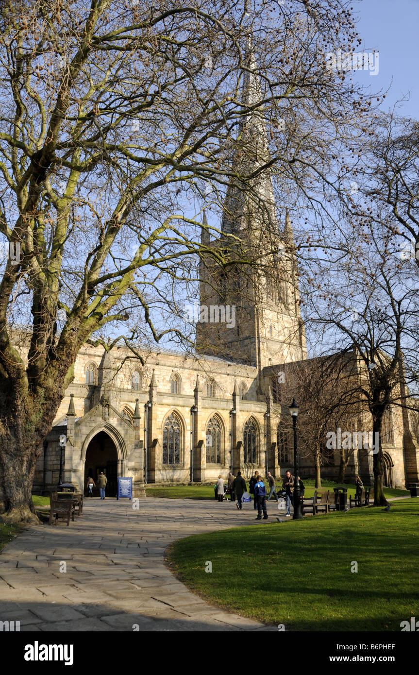 Crooked spire of Chesterfield Derbyshire England Stock Photo - Alamy