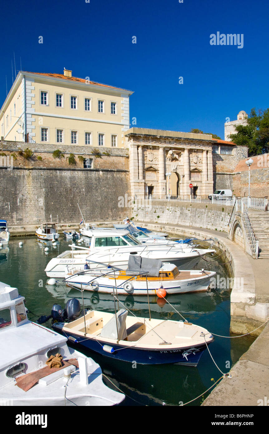 The marina and Sea Gate at the walled city of Zadar Croatia Stock Photo ...