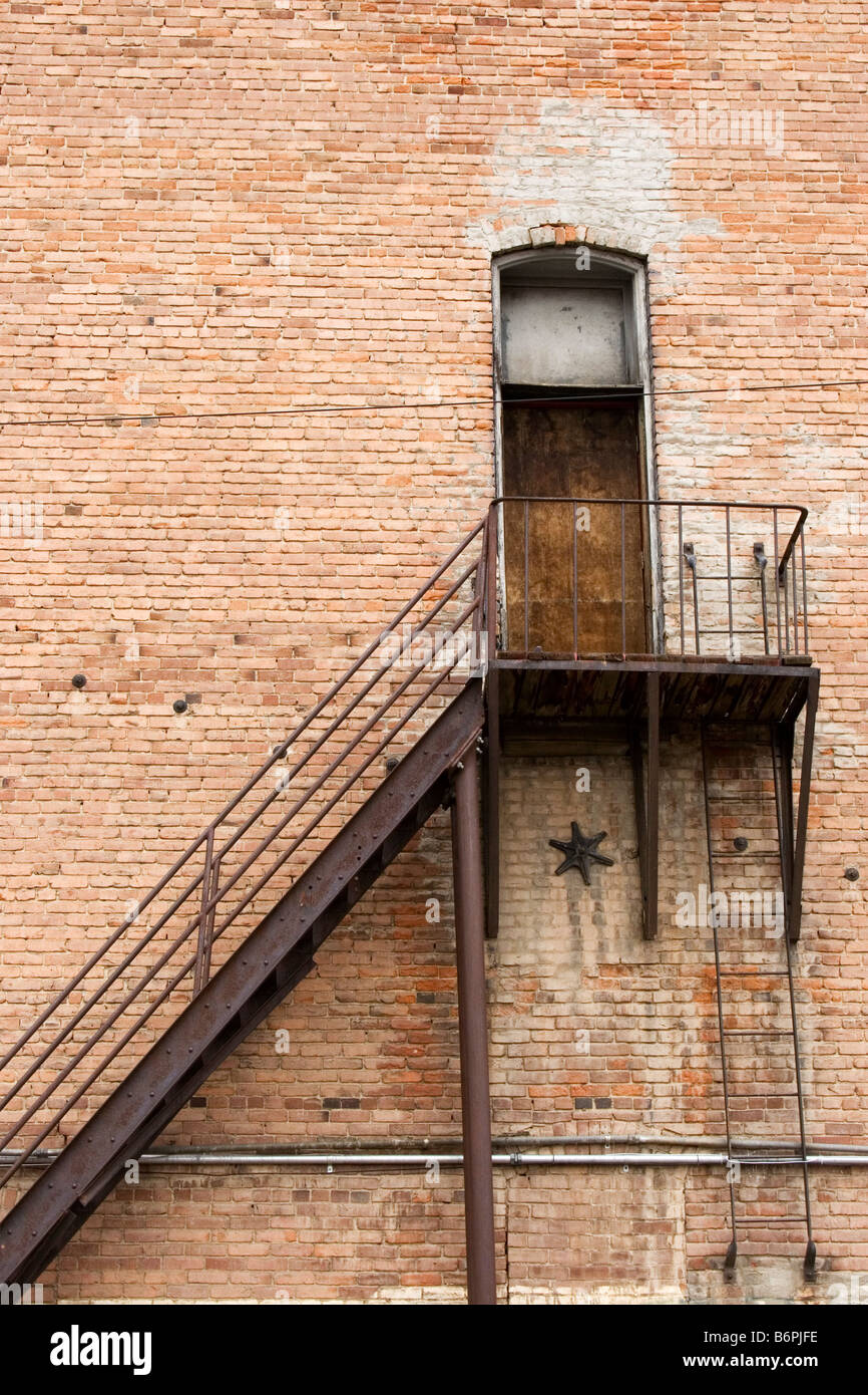 Stairway to entrance on the side of a building in Leadville, CO Stock ...