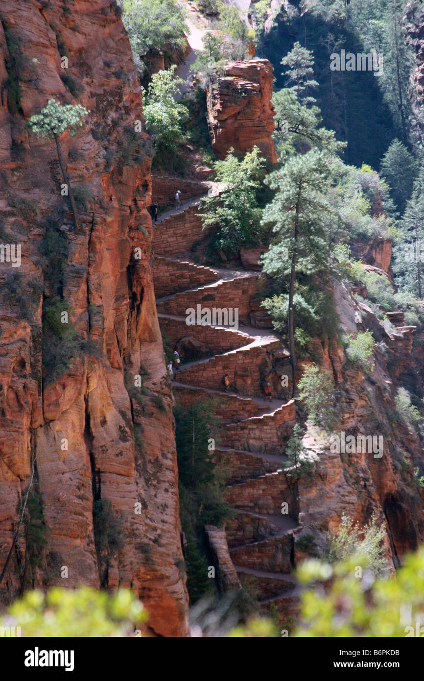 View of Walter's Wiggle from West Rim Trail, past Scouts Lookout, Zion ...