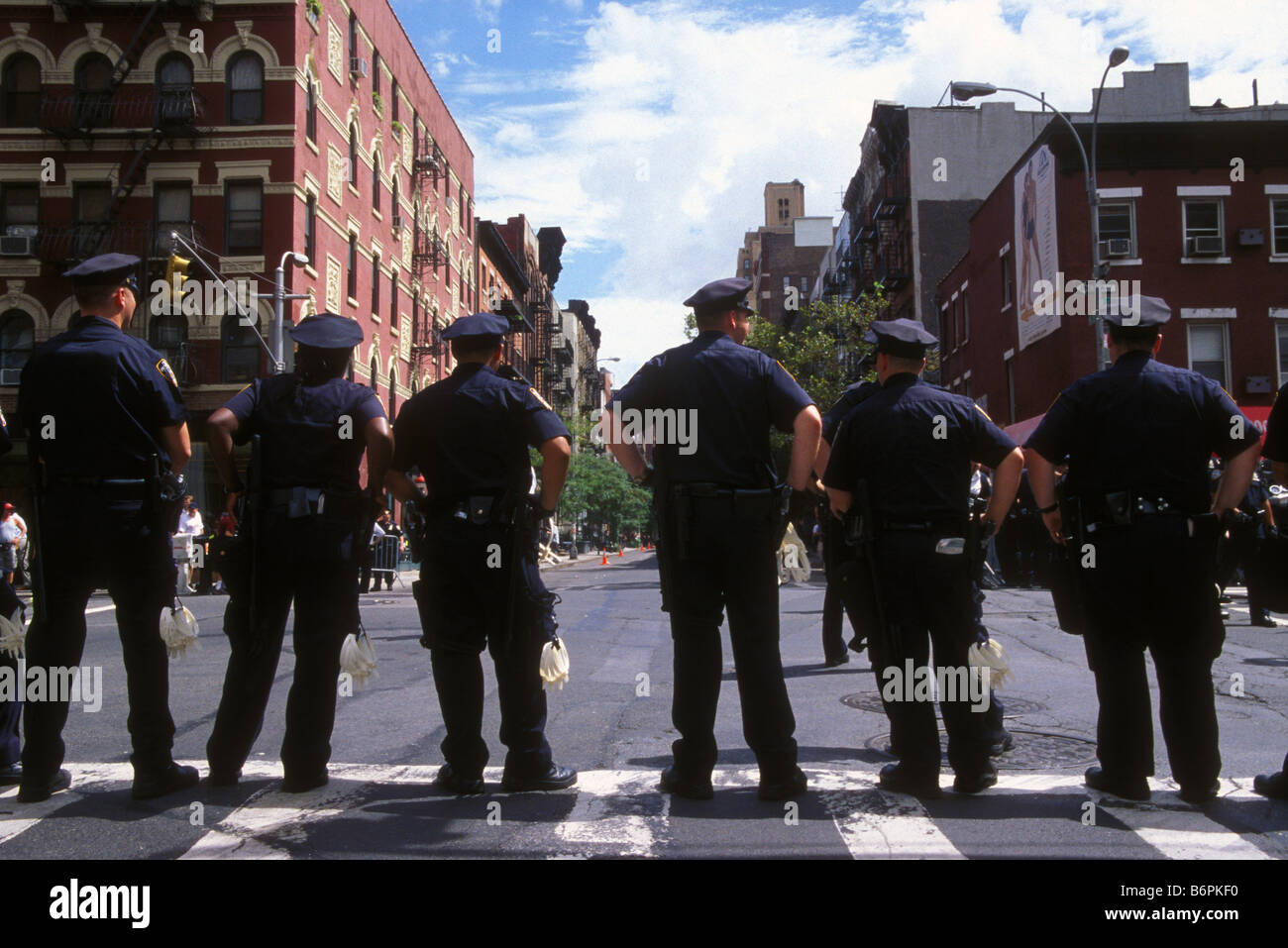 NYPD Cops line up during a demonstration in Manhattan Stock Photo - Alamy