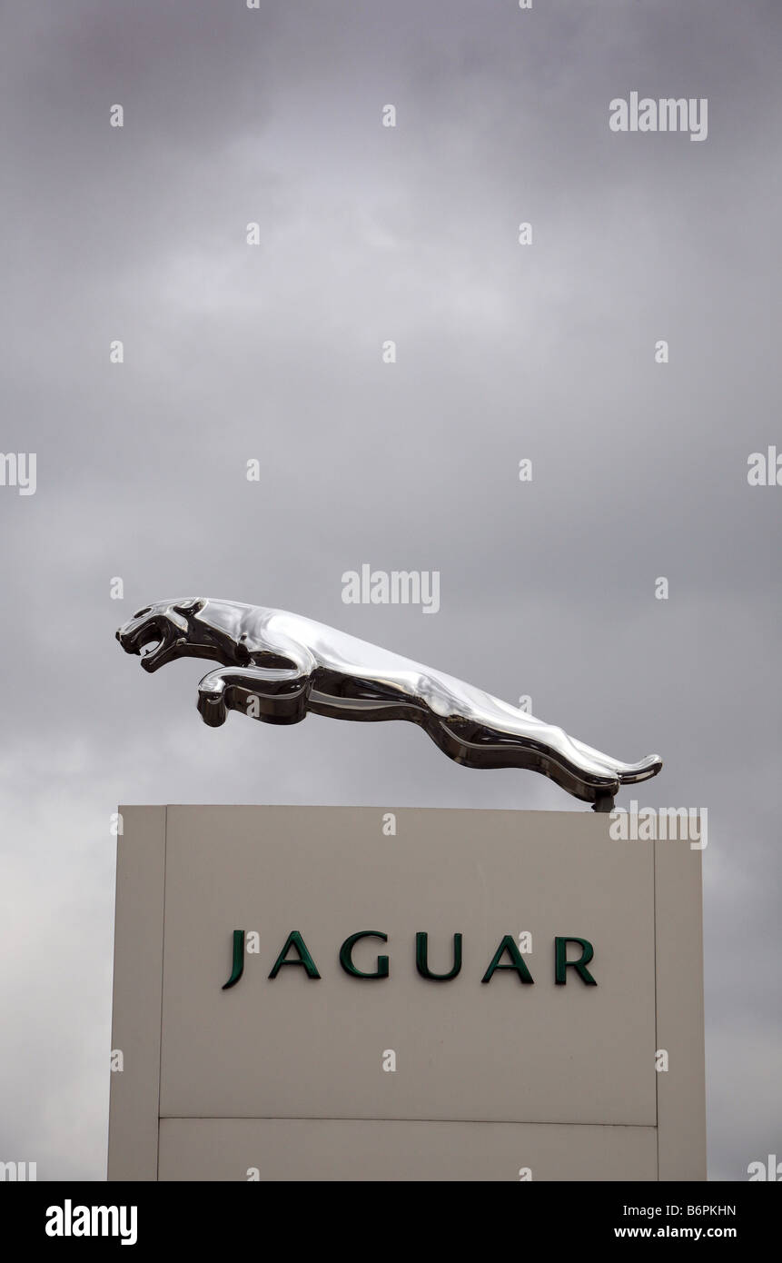 Jaguar car dealers showroom sign Stock Photo - Alamy