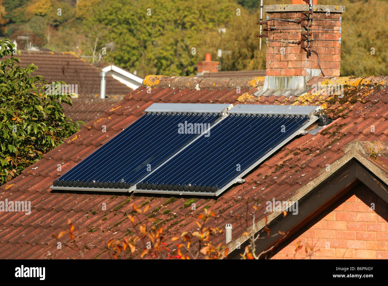 Solar Panel on a roof in Fall Stock Photo - Alamy