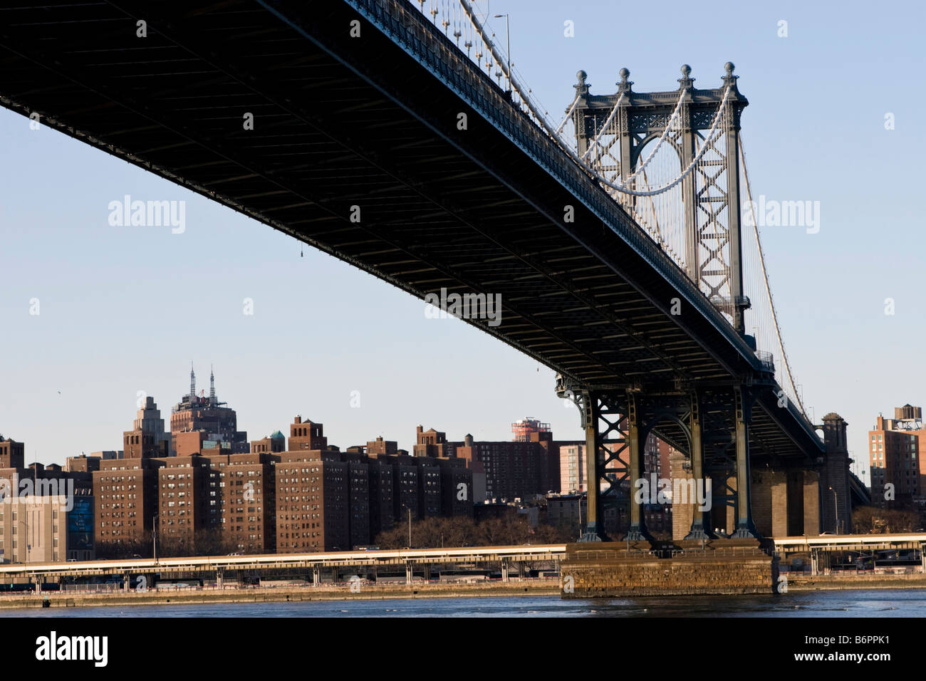 A view of the underneath of the Manhattan Bridge is seen in Brooklyn ...