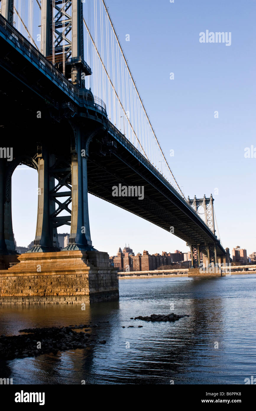 A view of the underneath of the Manhattan Bridge is seen in Brooklyn ...