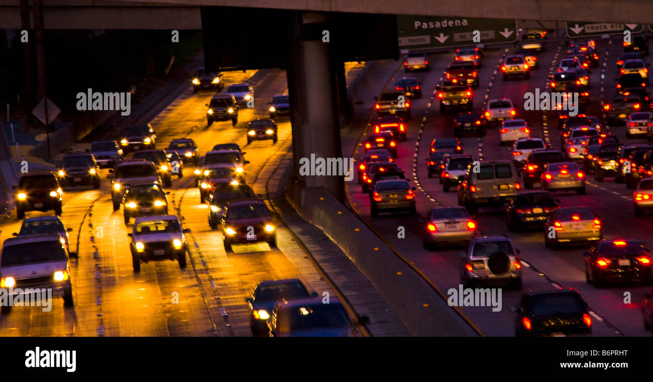 Rush Hour Traffic on the 110 Freeway Harbor Freeway Los Angeles ...