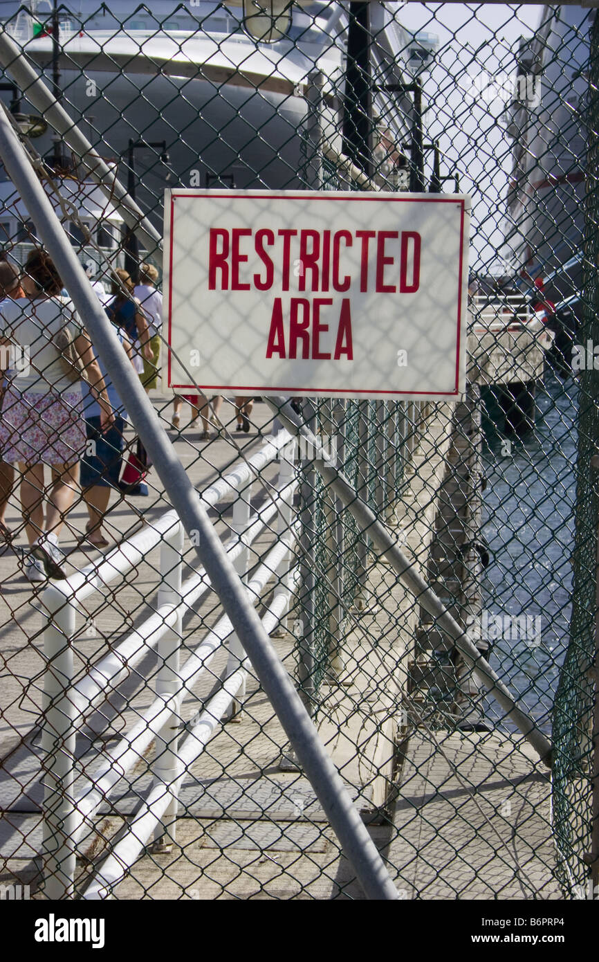 restricted area at St Kitts Port Zante cruise ship terminal Stock Photo ...