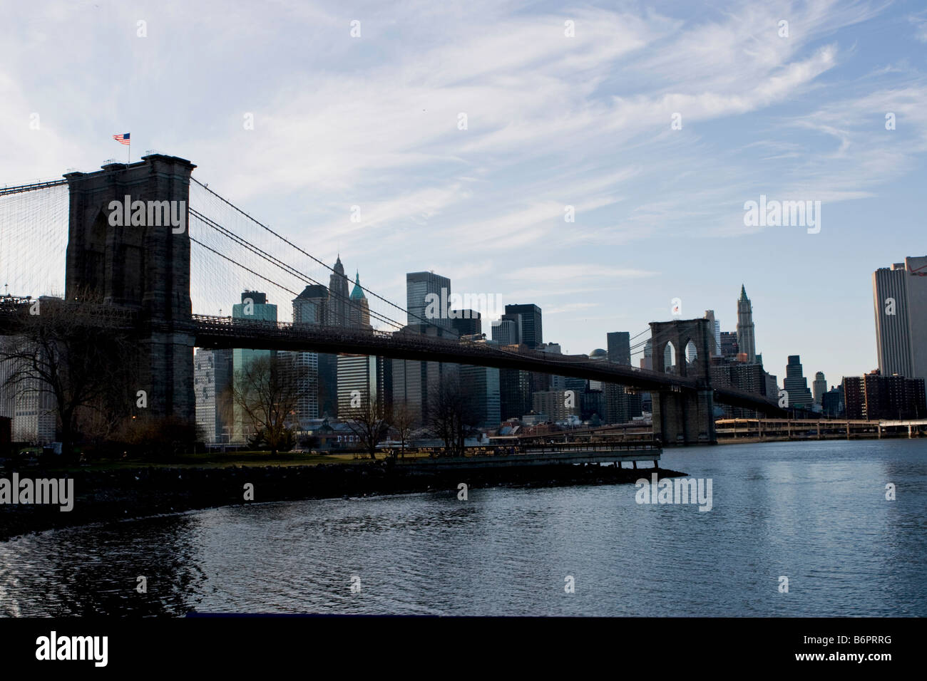 A view of the Brooklyn Bridge is seen from Brooklyn, New York Stock ...