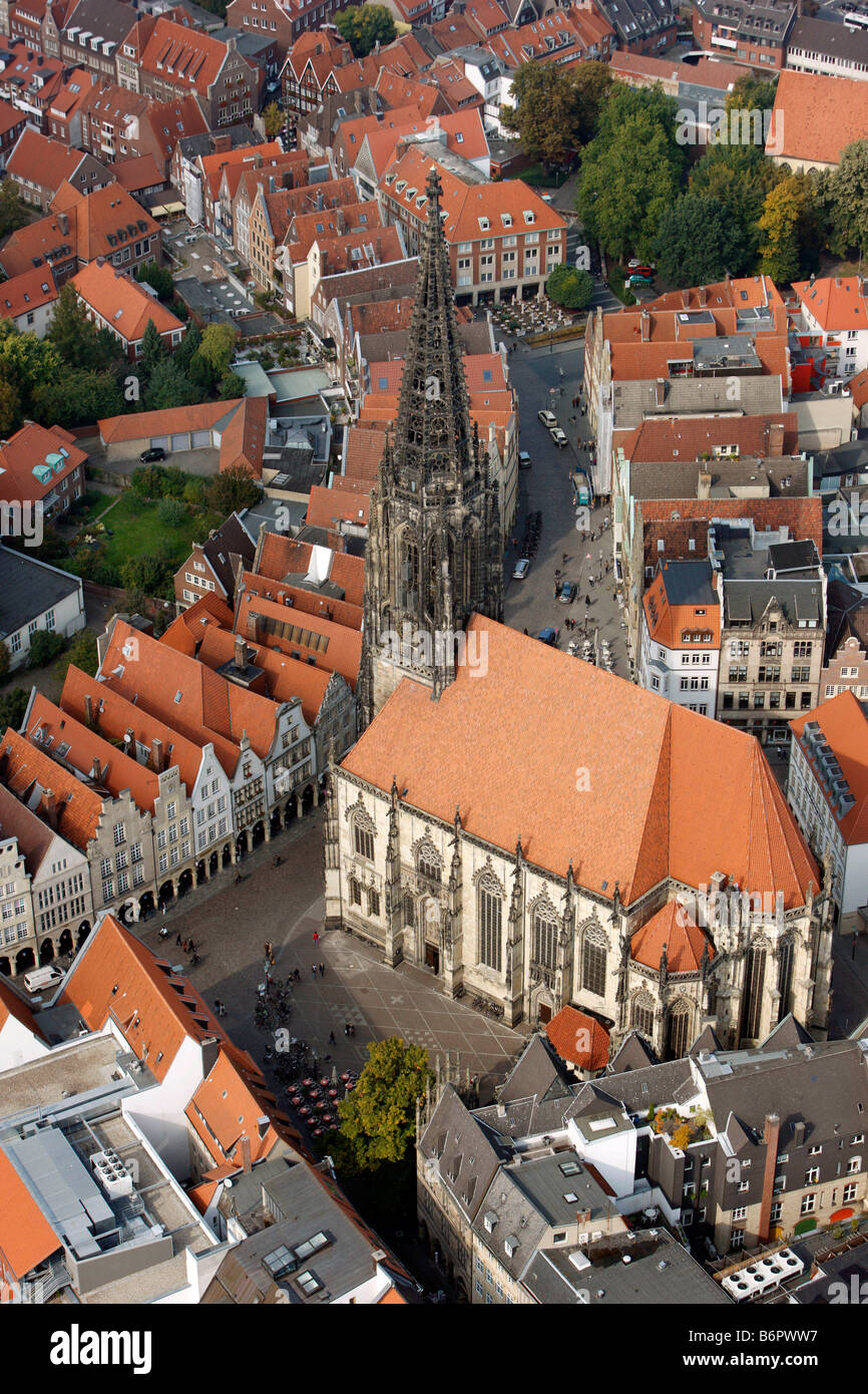 Historic town center of Munster, Germany. Lamberti church Stock Photo ...