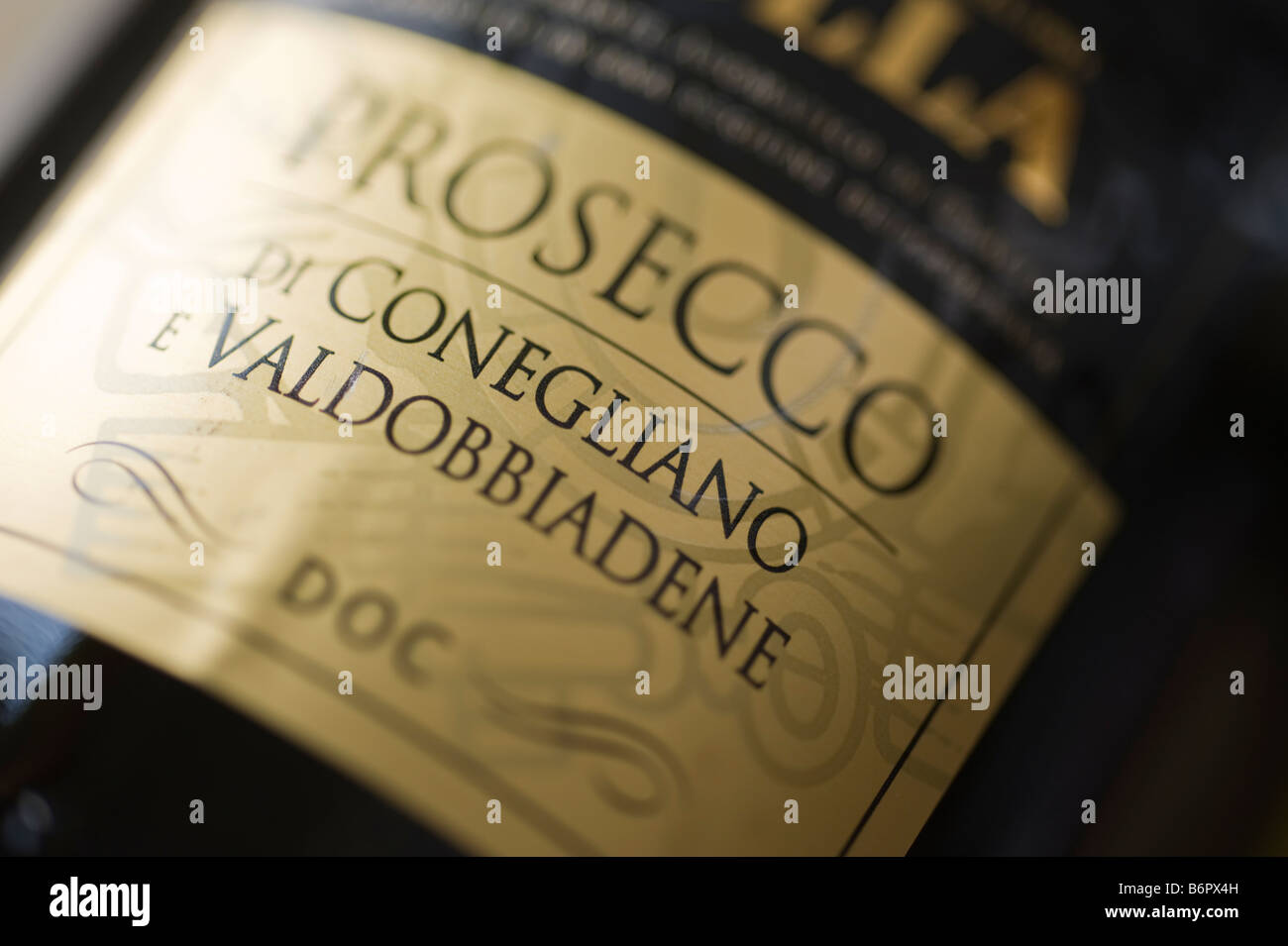 Prosecco wine label closeup Stock Photo - Alamy
