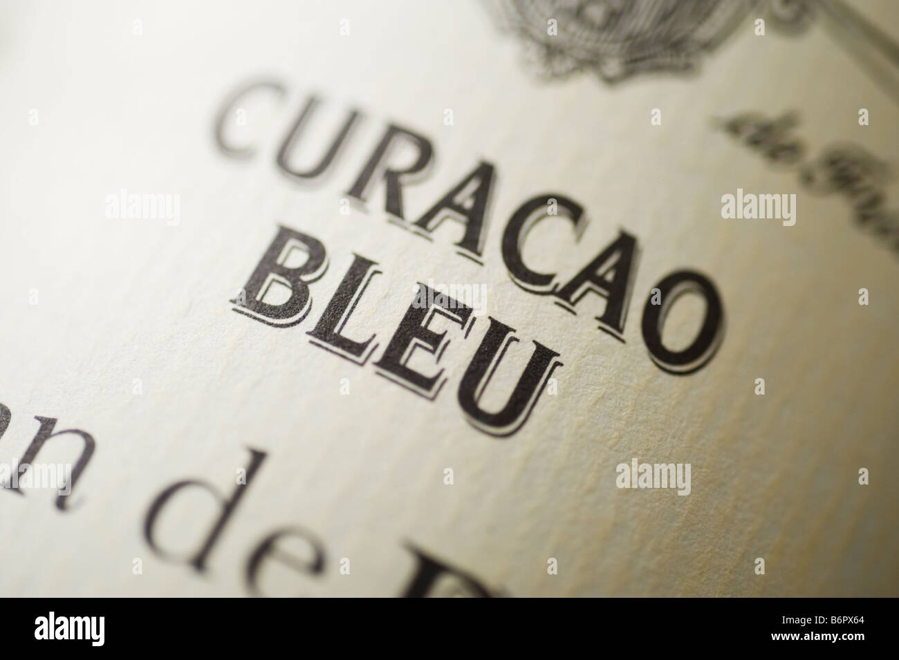 Blue Curacao label Stock Photo - Alamy