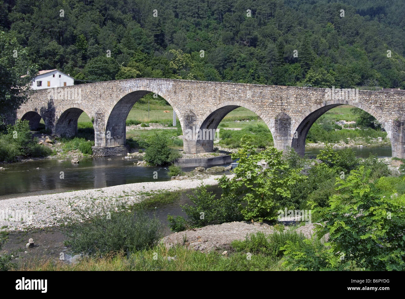 old bridge at St-Jean-du-Gard, France, Cvennes, Languedoc-Roussillon ...