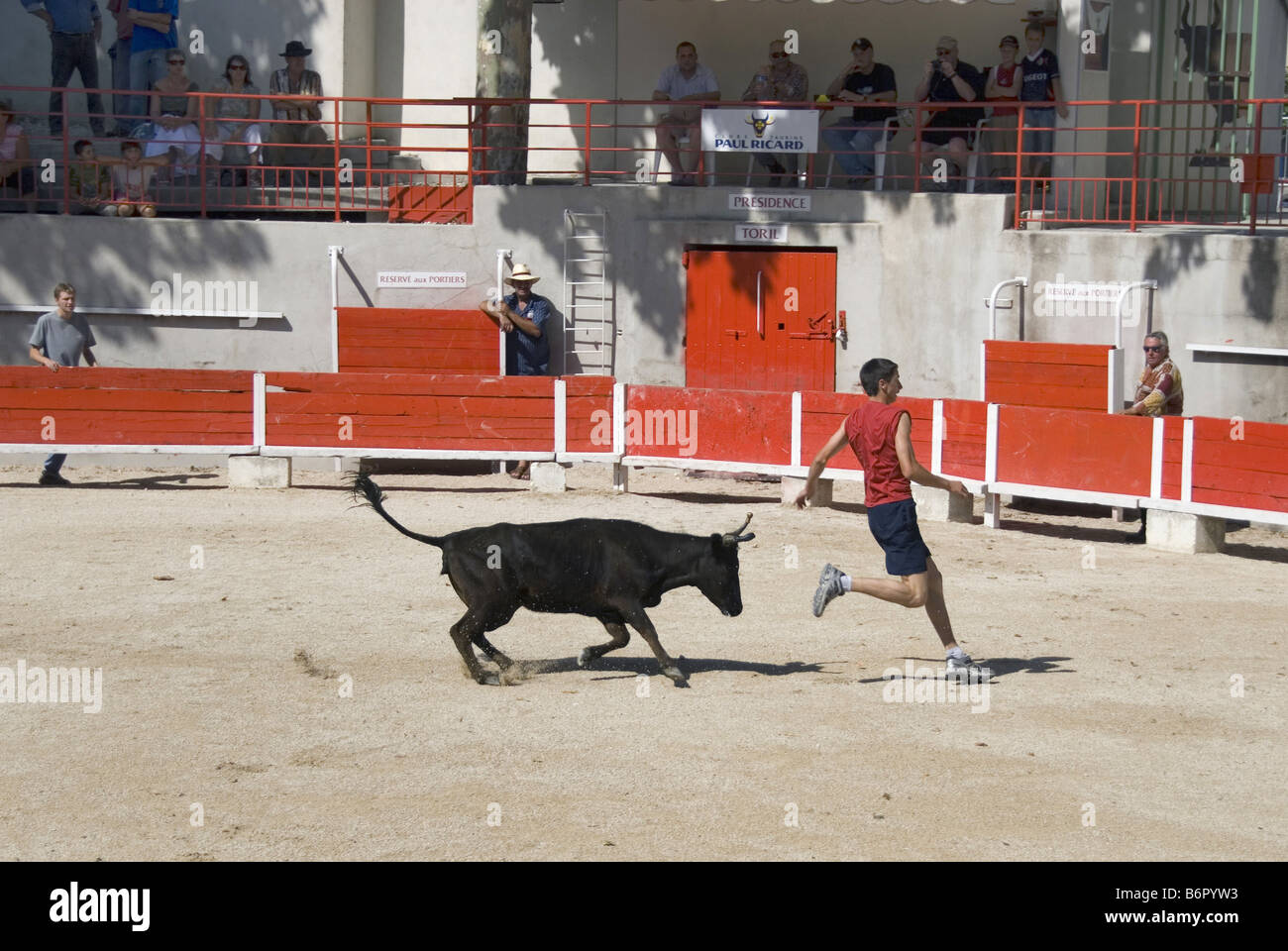 bullring Arenes Albert Laty, bullfight with teens, France, Provence ...