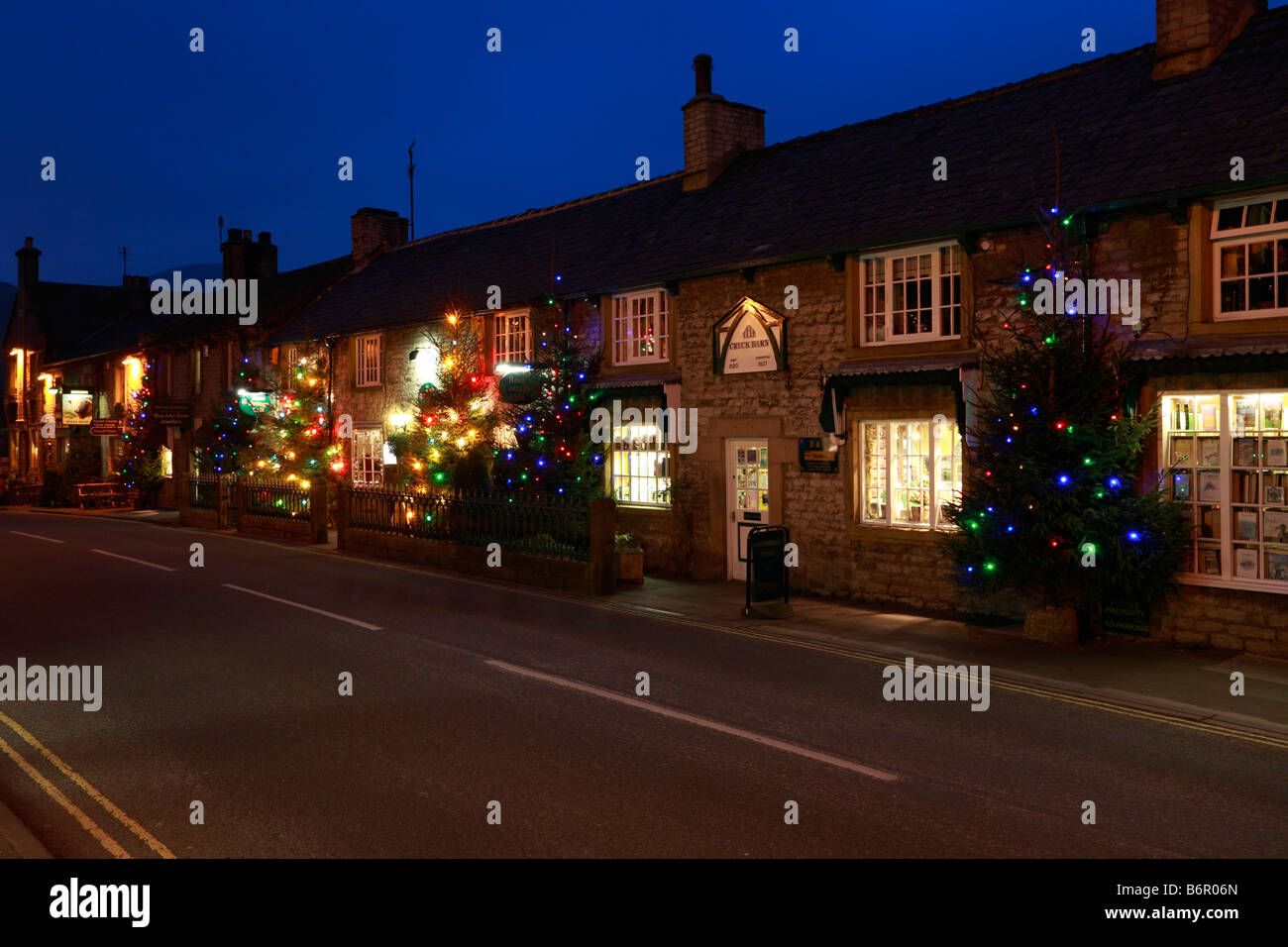 Christmas lights Castleton Derbyshire England UK Stock Photo - Alamy