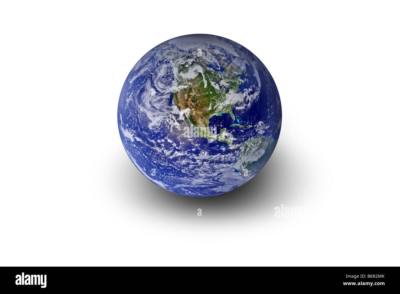 Planet earth resting on a white surface landscape Stock Photo - Alamy