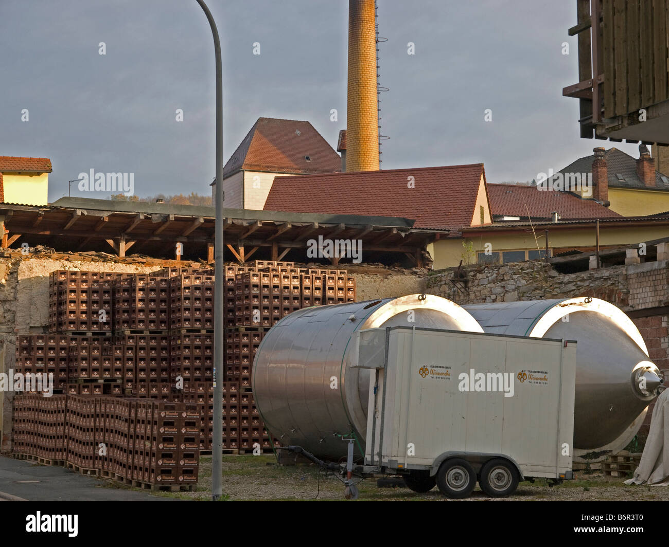 monastery beer brewery with caldron and beer boxes village Weißenohe ...