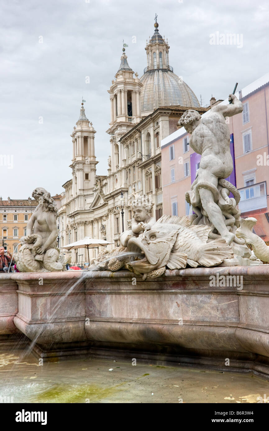 Beautiful fountain in Piazza Navona Rome Italy Stock Photo - Alamy
