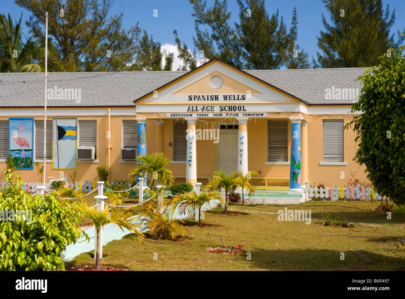 Spanish Wells All Age School, Spanish Wells, Eleuthera, Bahamas Stock ...