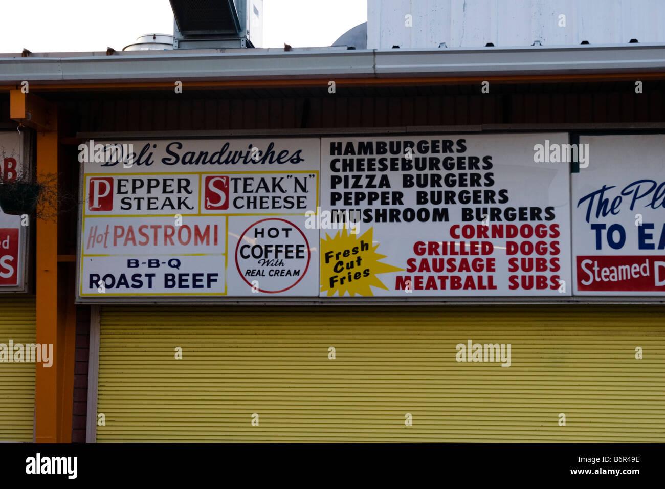 Sign on Fast food stand at Old Orchard Beach Maine ME New England ...
