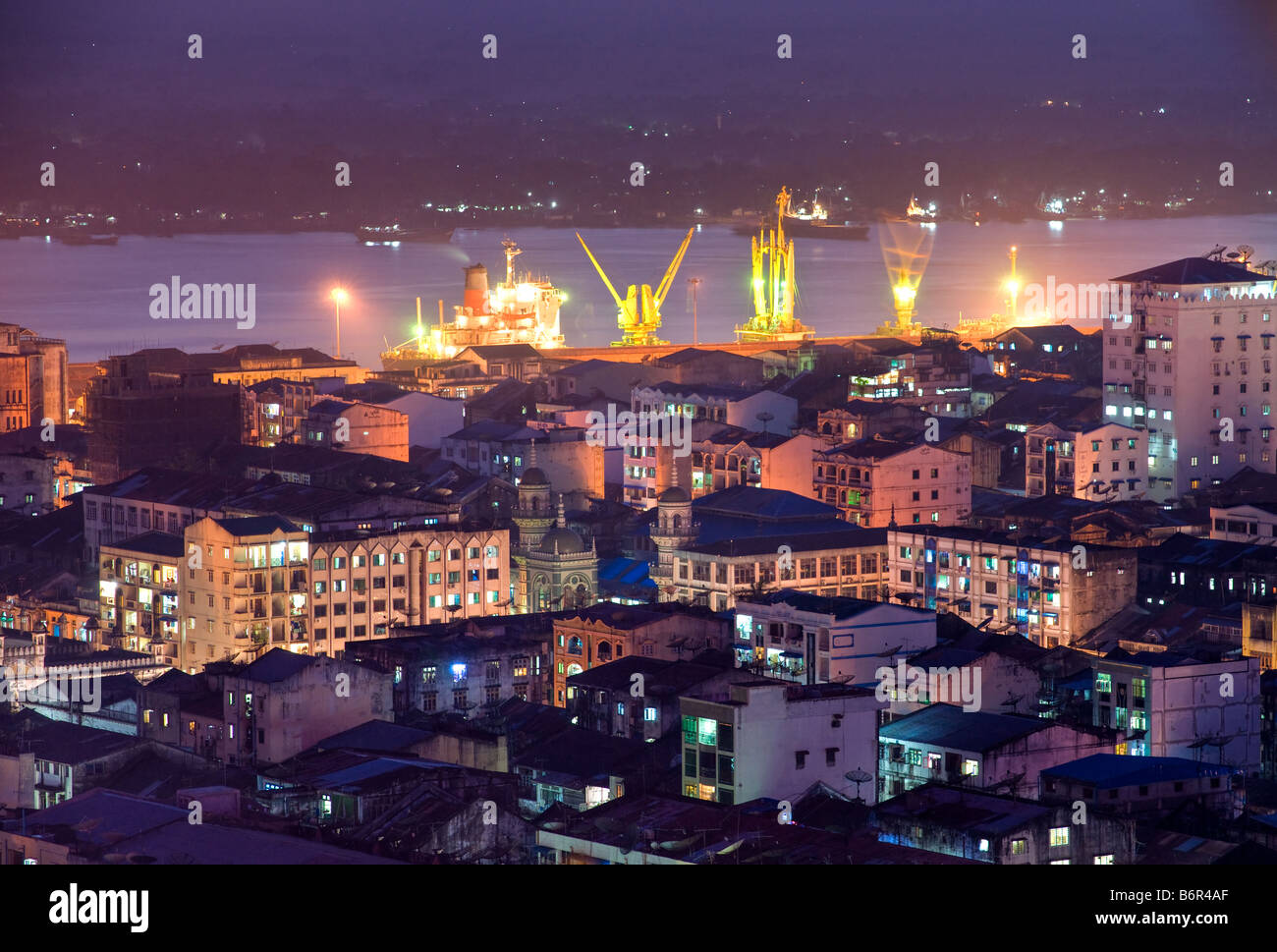 Night View of Yangon Yangon Myanmar Stock Photo - Alamy