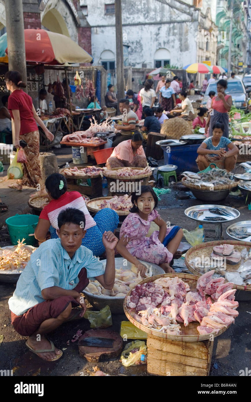 Rangoon Yangon Myanmar Burma 2008 Street market Stock Photo - Alamy