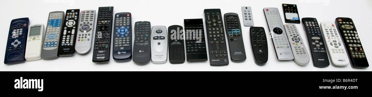Too many remote controls Stock Photo - Alamy