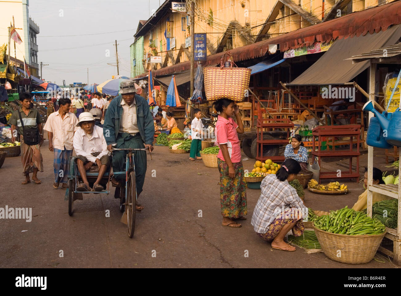 Mawlamyine Mon State Myanmar Burma Mawlamyaine Moulmein Street scene ...